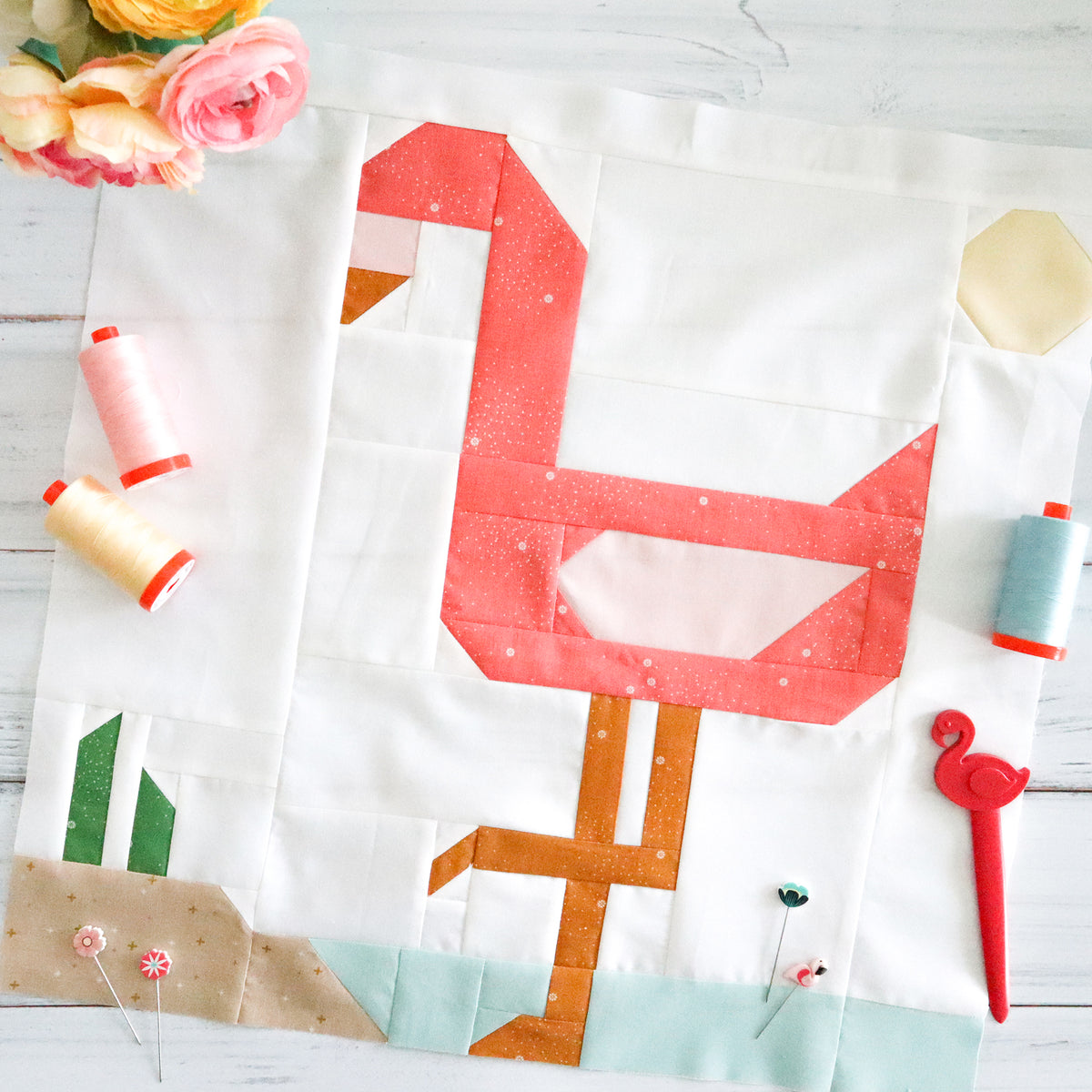 Summer Flamingo Quilt Block – Flamingo Toes