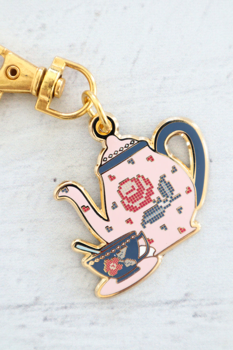 Roses Tea Set Enamel Charm – Flamingo Toes