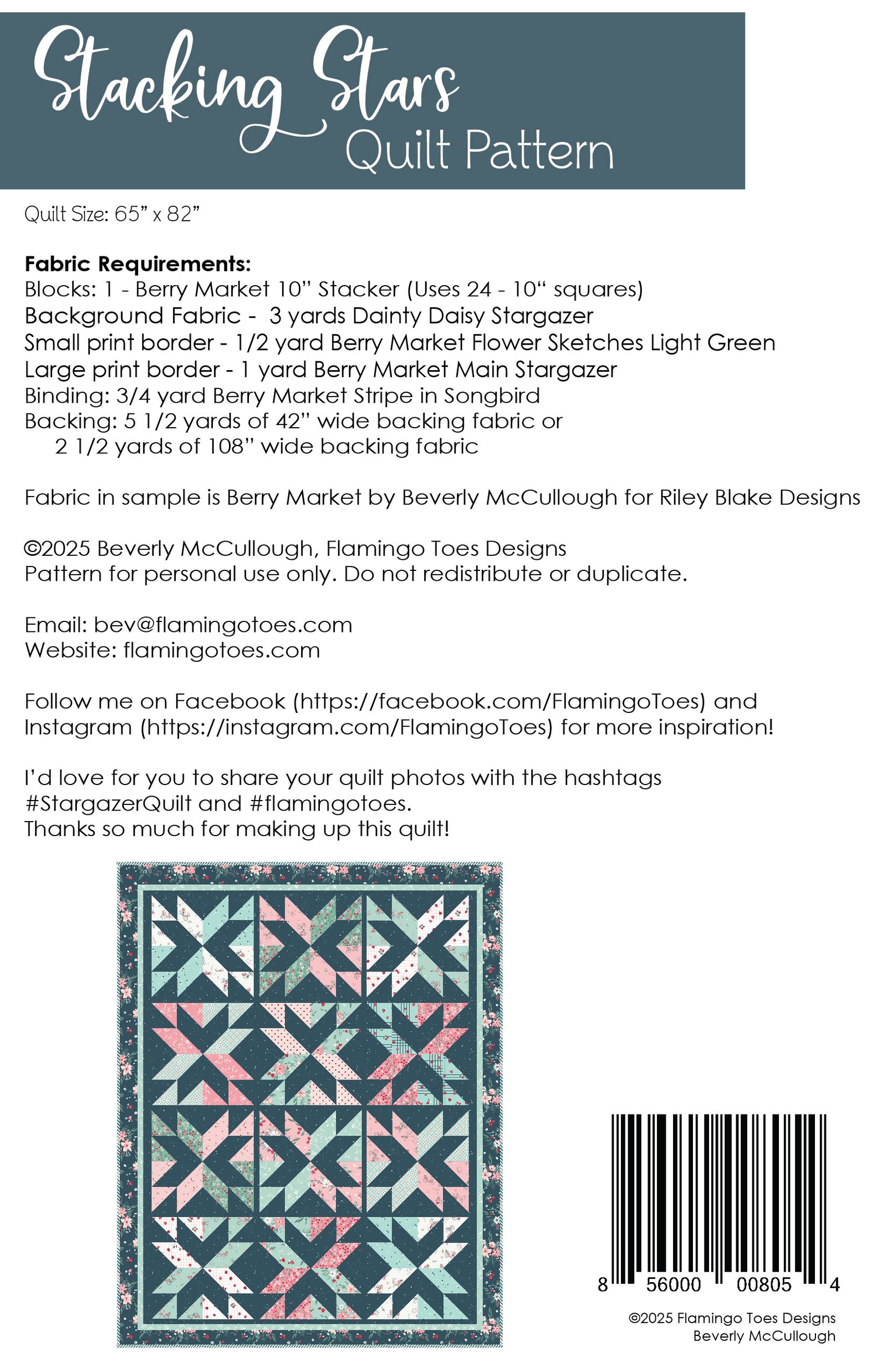 Stacking Stars Quilt PDF Pattern – Flamingo Toes