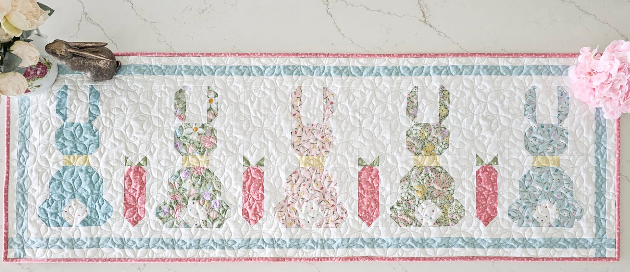 Sweet Spring Bunny Pillow and Runner Quilt PDF Pattern – Flamingo Toes