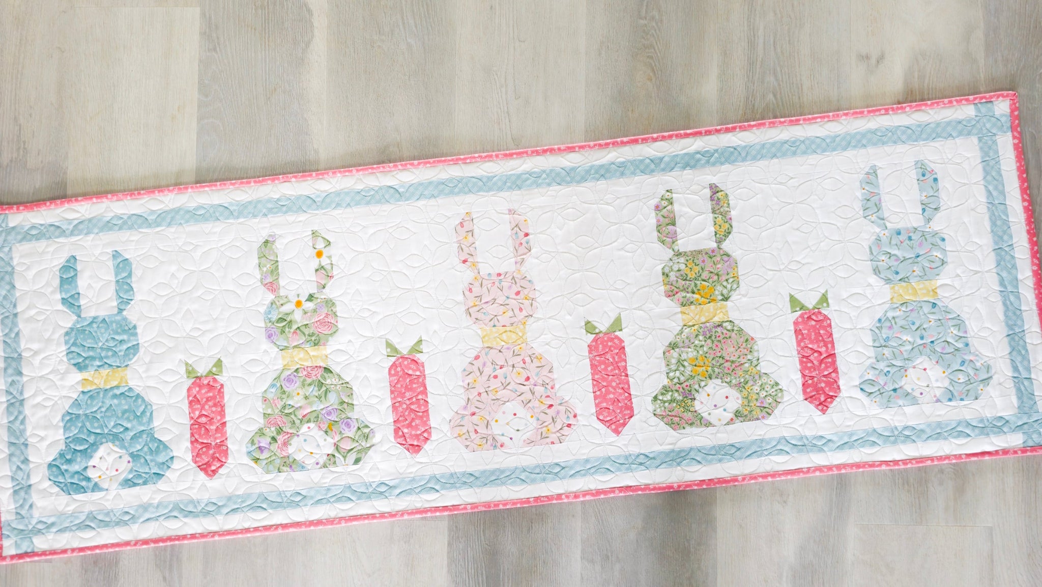Sweet Spring Bunny Pillow and Runner Quilt PDF Pattern – Flamingo Toes