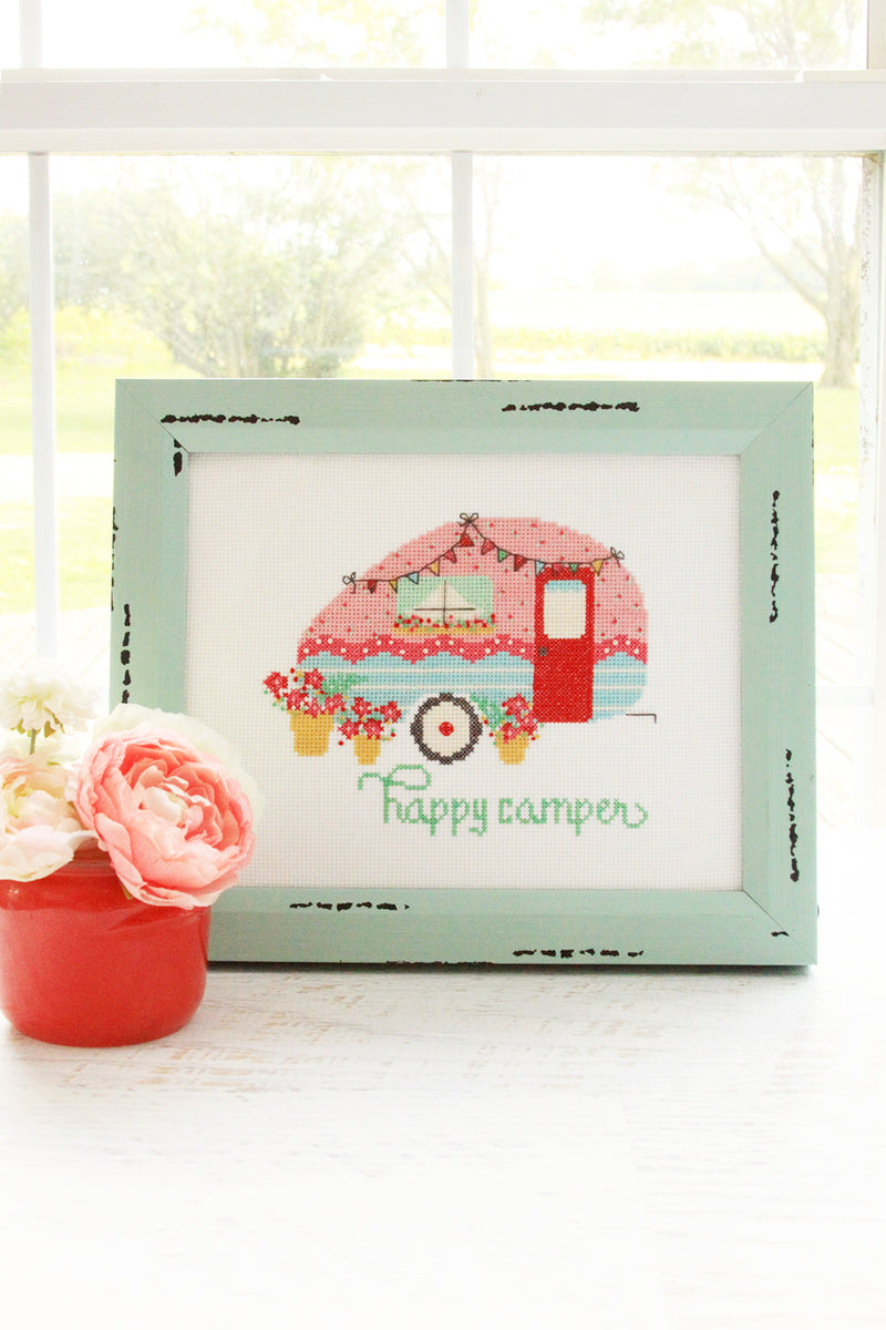 Happy Camper Cross Stitch PDF Pattern – Flamingo Toes