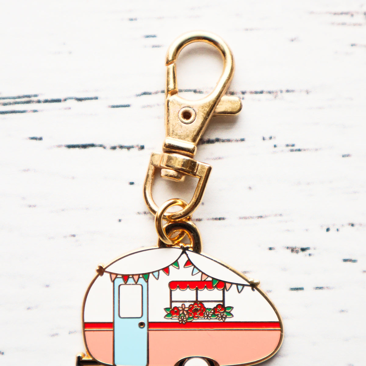Vintage Camper Enamel Charm – Flamingo Toes